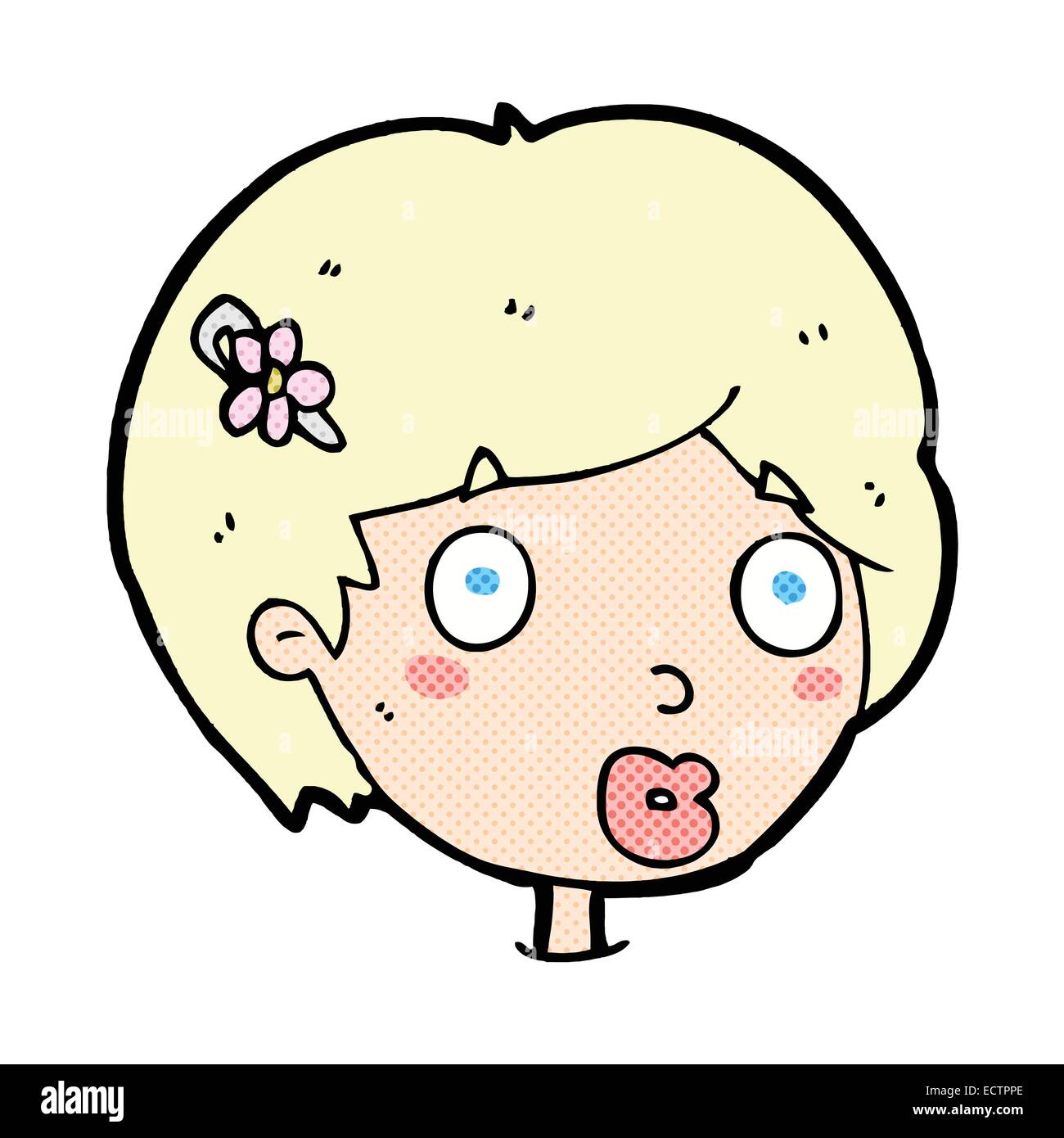retro comic book style cartoon surprised female face Stock Vector Image ...