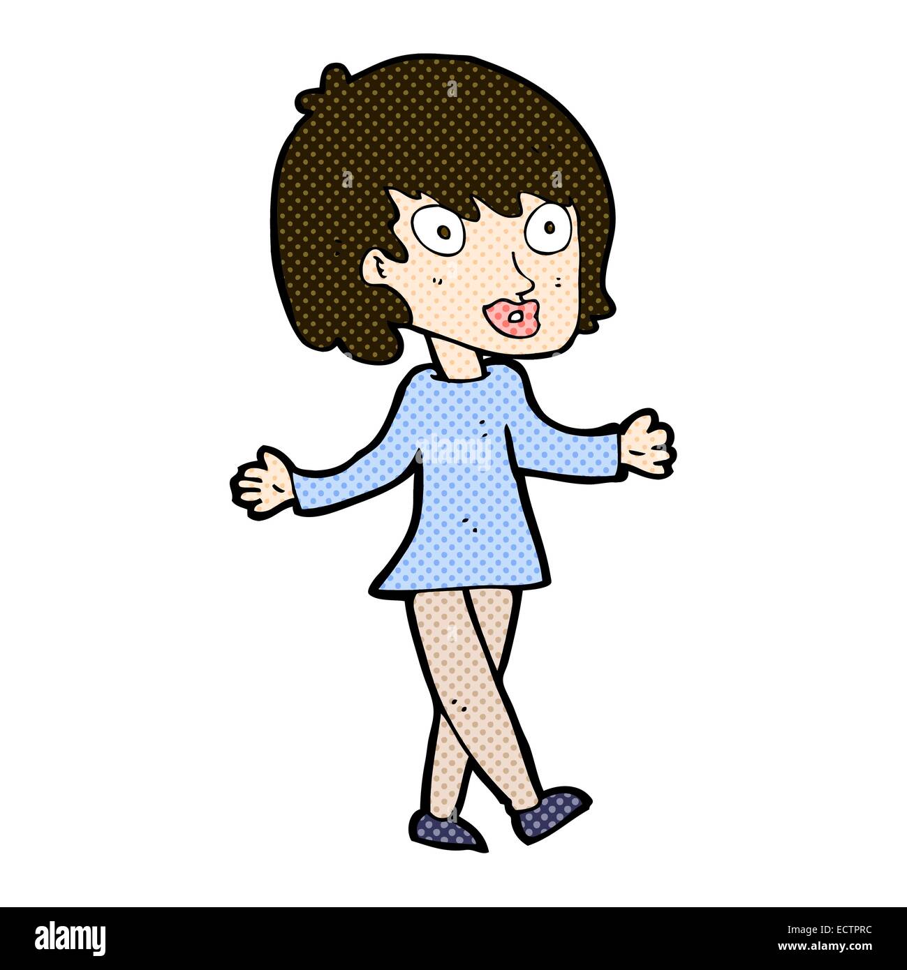 retro comic book style cartoon woman with open arms Stock Vector Image ...