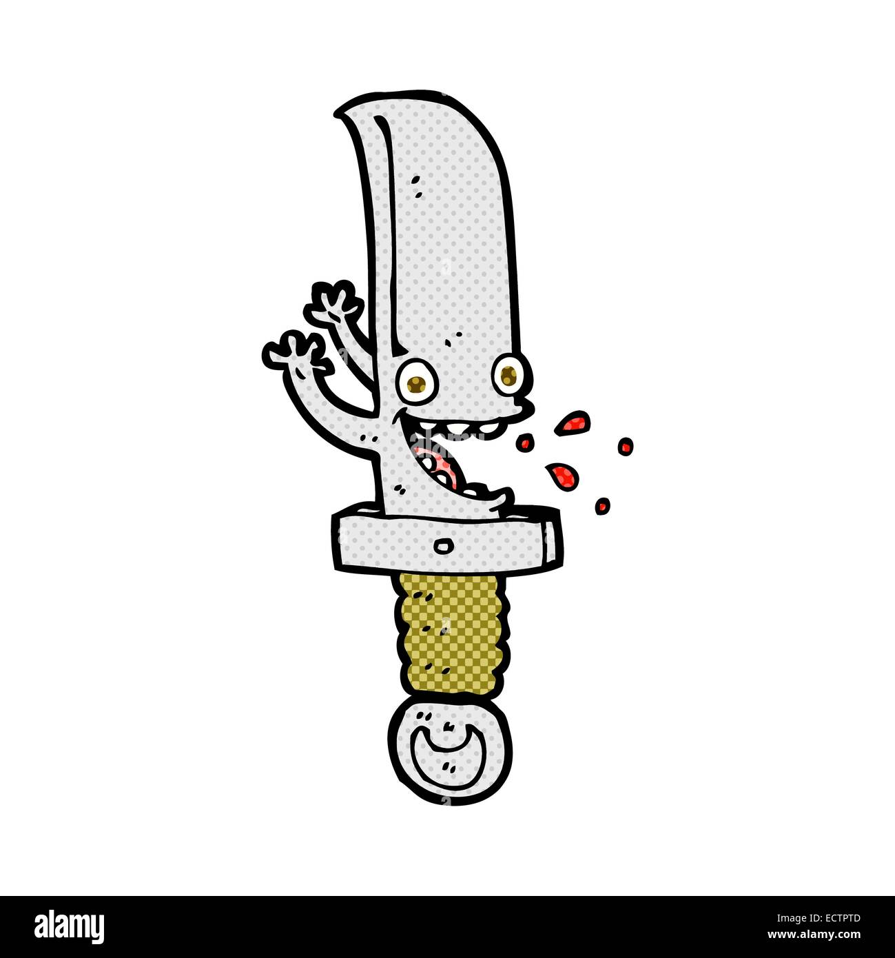 crazy knife retro comic book style cartoon character Stock Vector Image ...