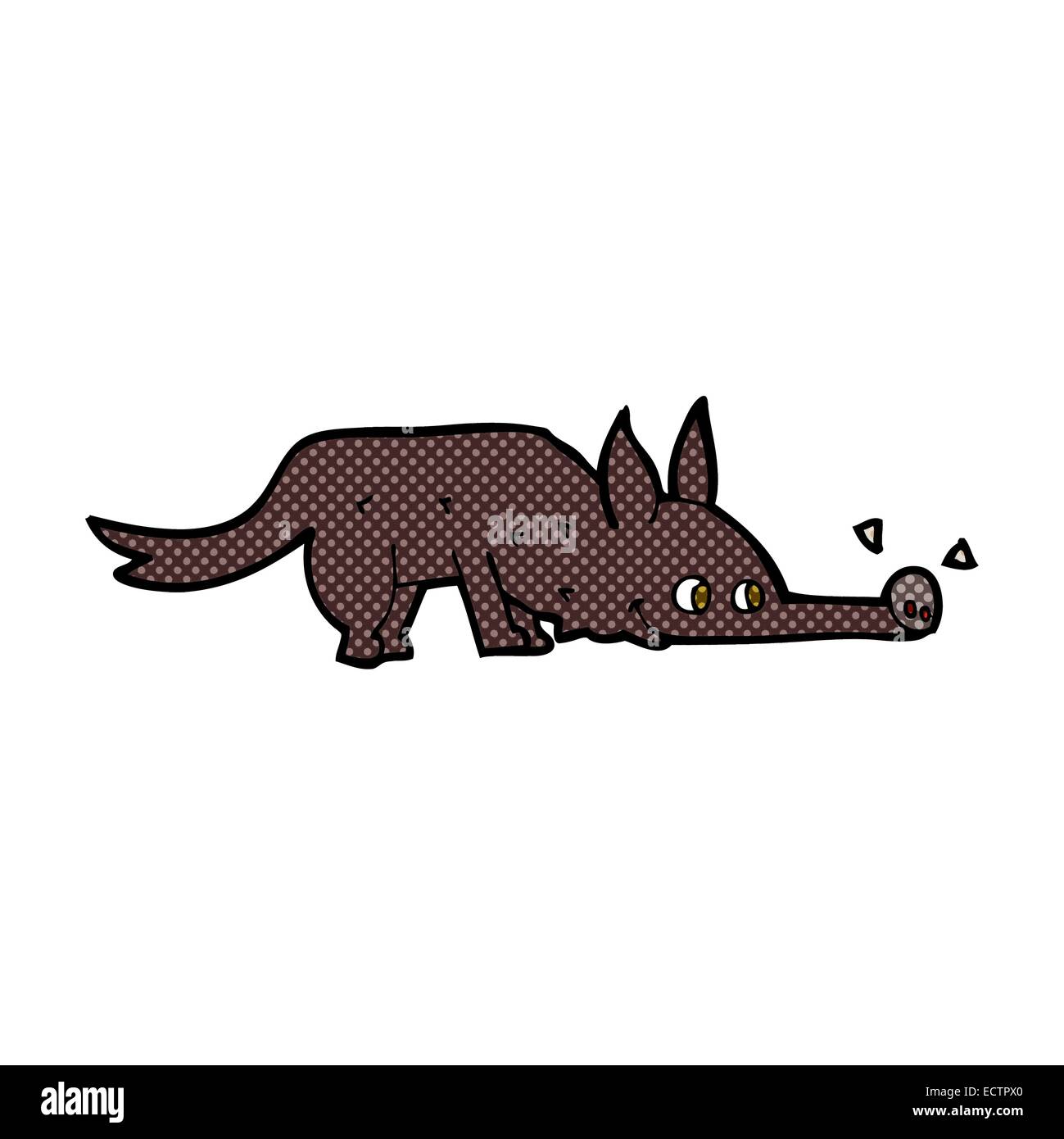 retro comic book style cartoon dog sniffing floor Stock Vector Image ...