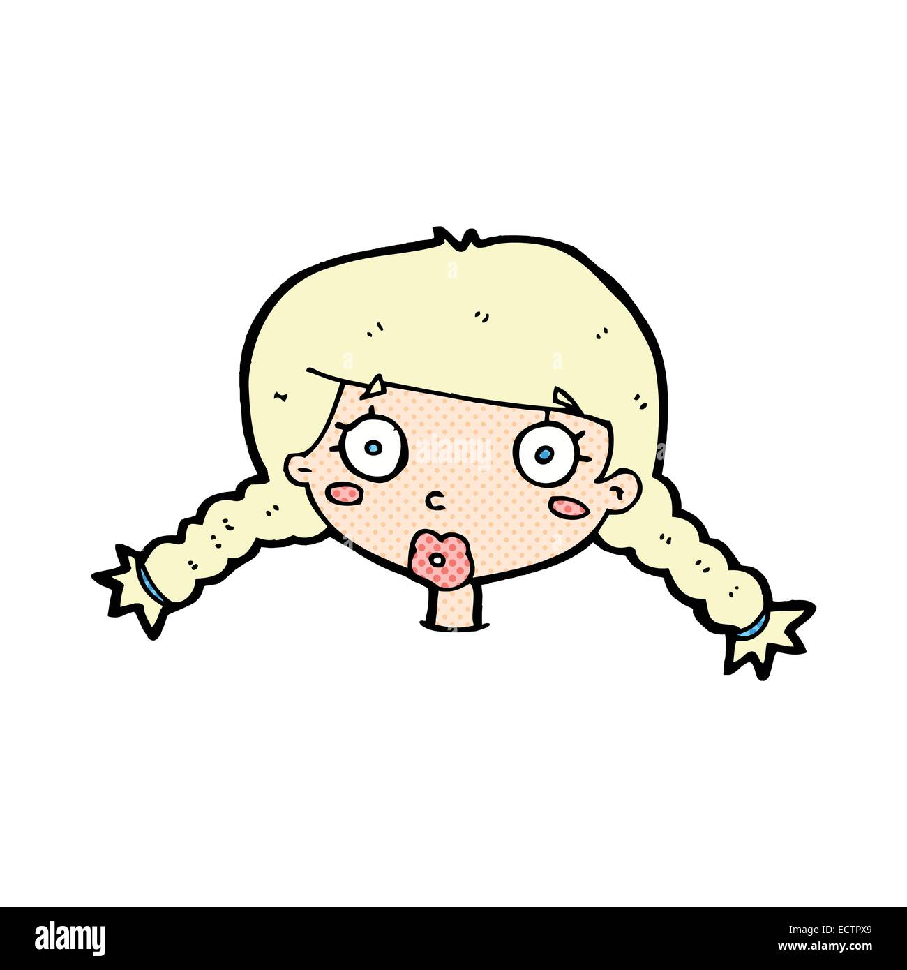 retro comic book style cartoon confused female face Stock Vector Image ...