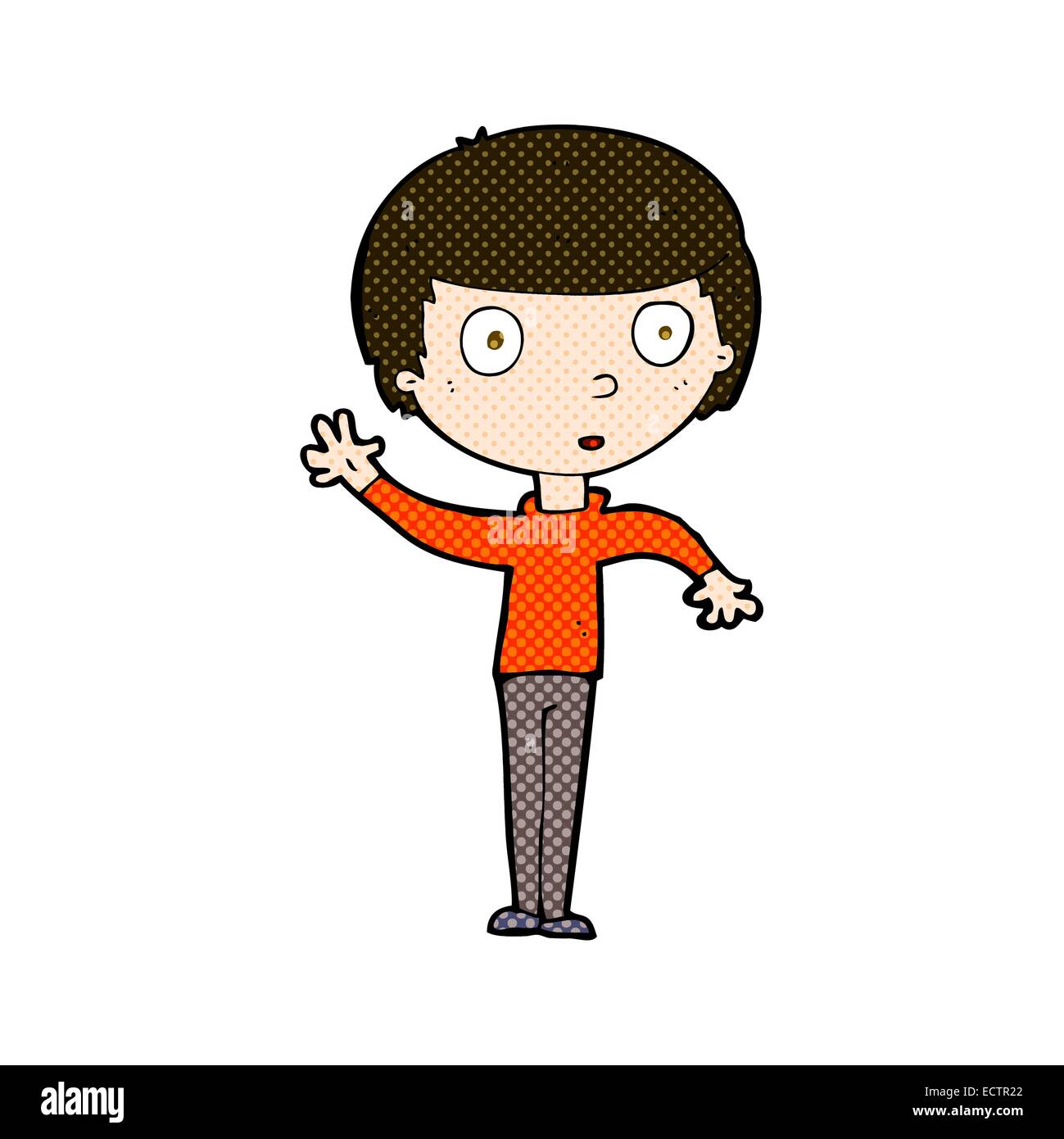 retro comic book style cartoon waving boy Stock Vector Image & Art - Alamy