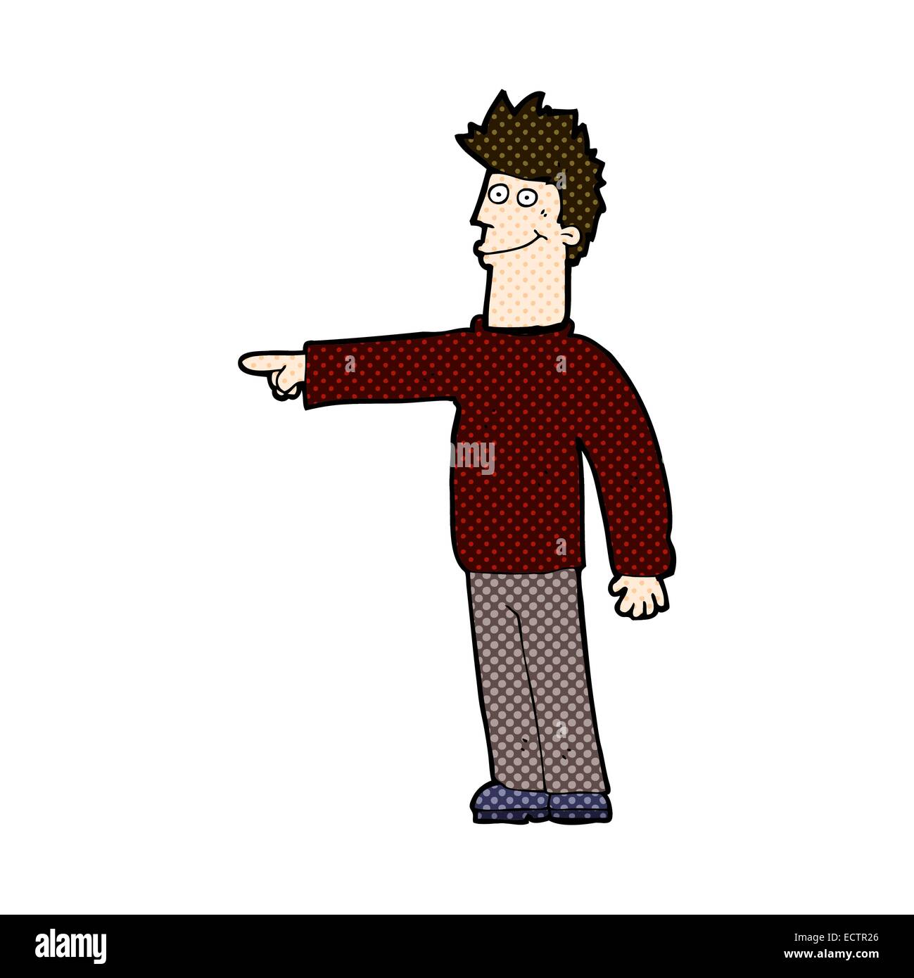 retro comic book style cartoon happy pointing man Stock Vector Image ...