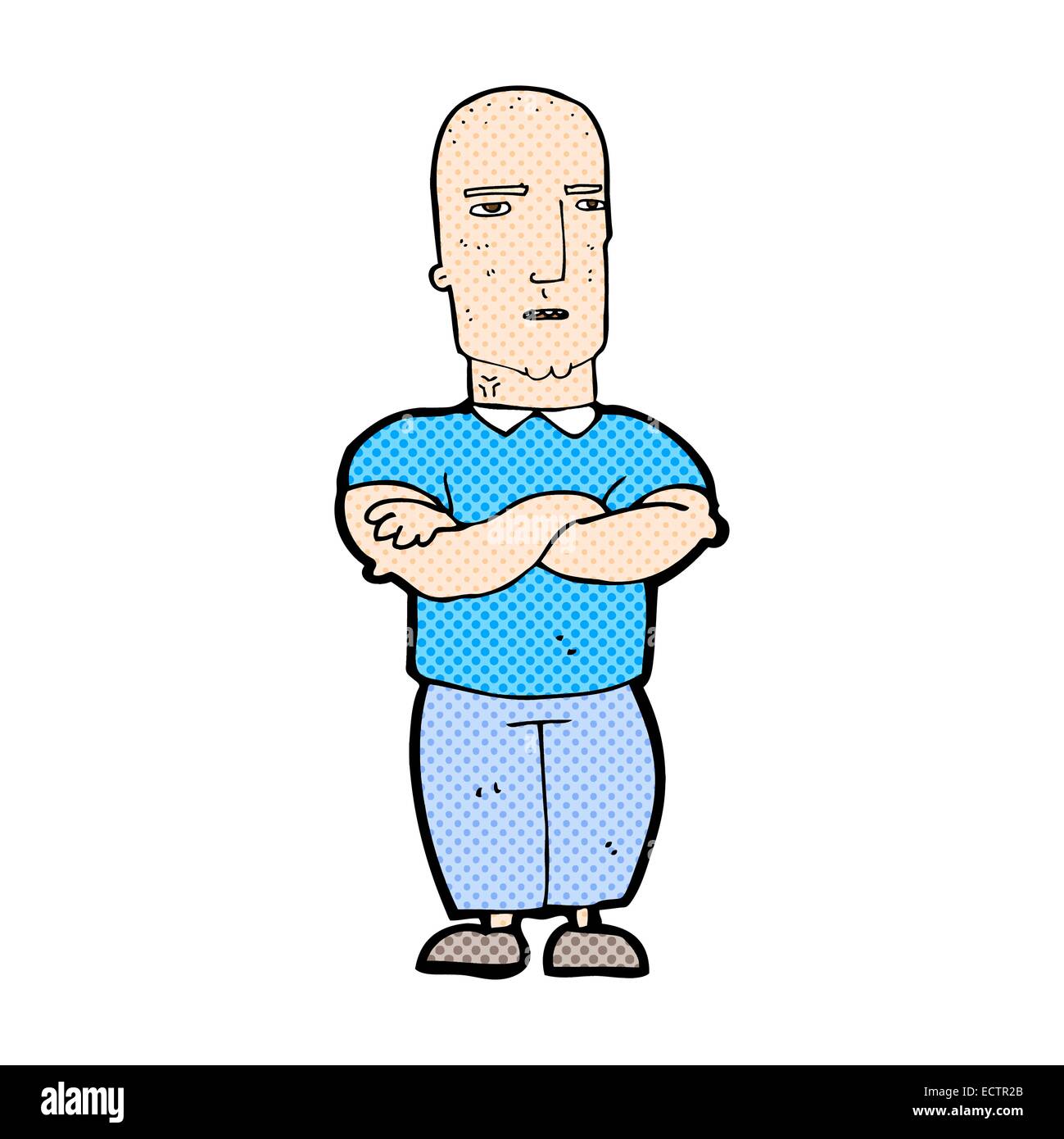 retro comic book style cartoon annoyed bald man Stock Vector Image ...