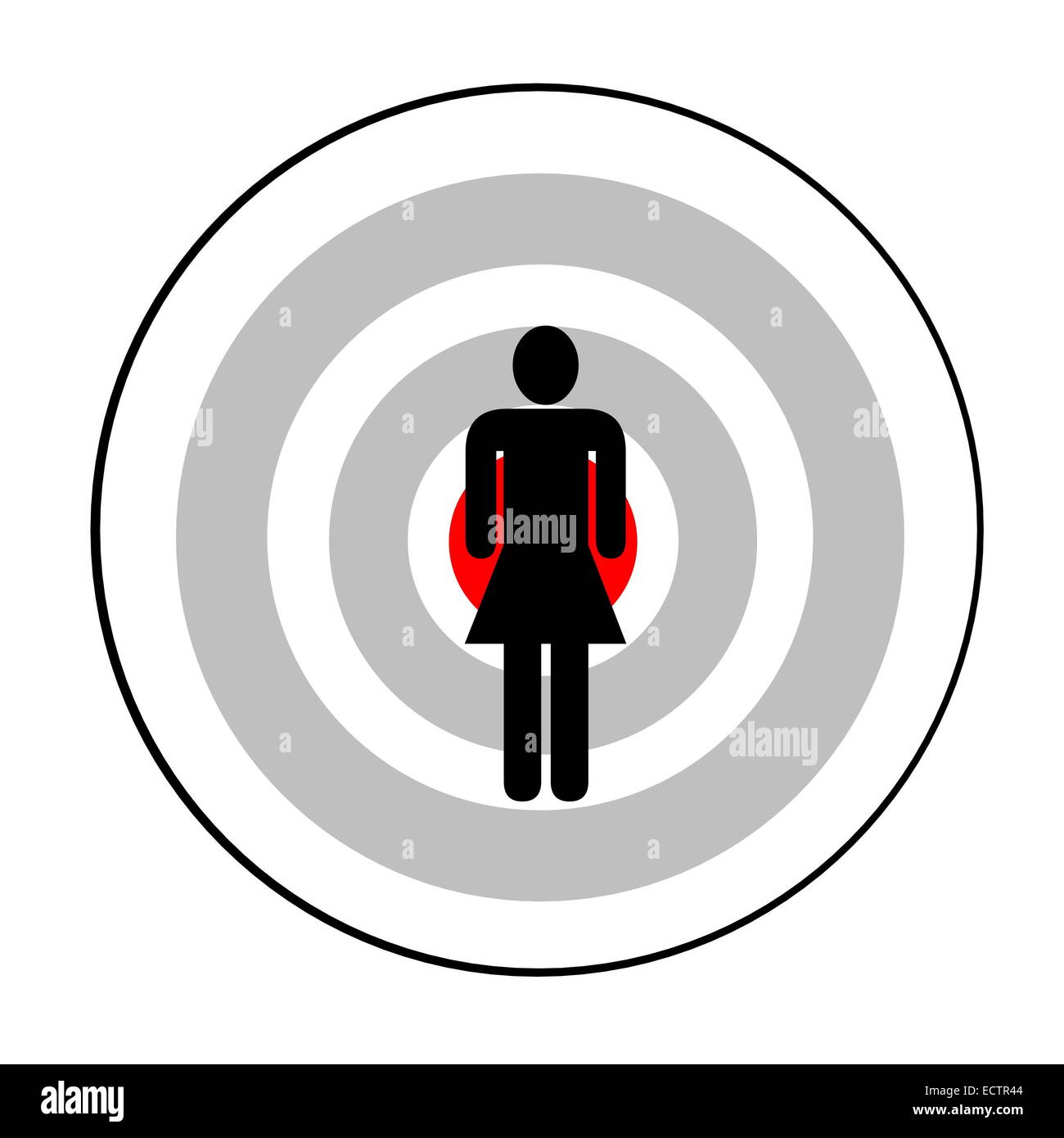 Black silhouette of female on target in white background Stock Photo ...