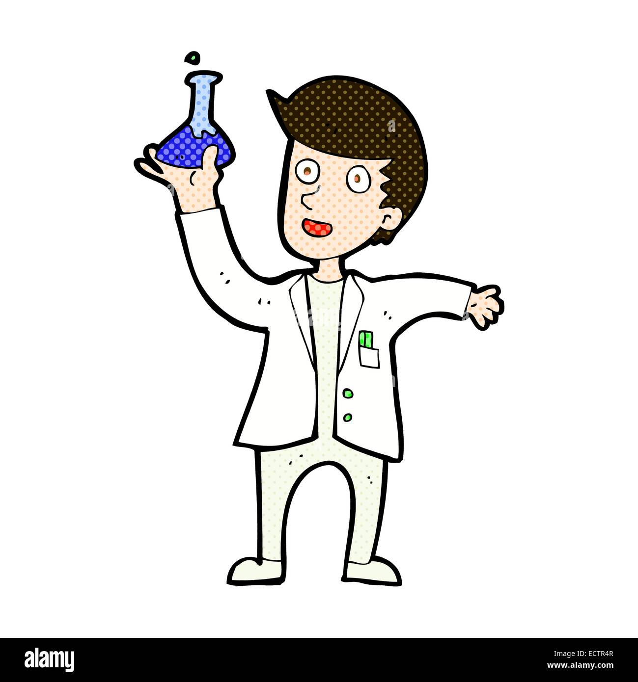retro comic book style cartoon happy scientist Stock Vector Image & Art ...