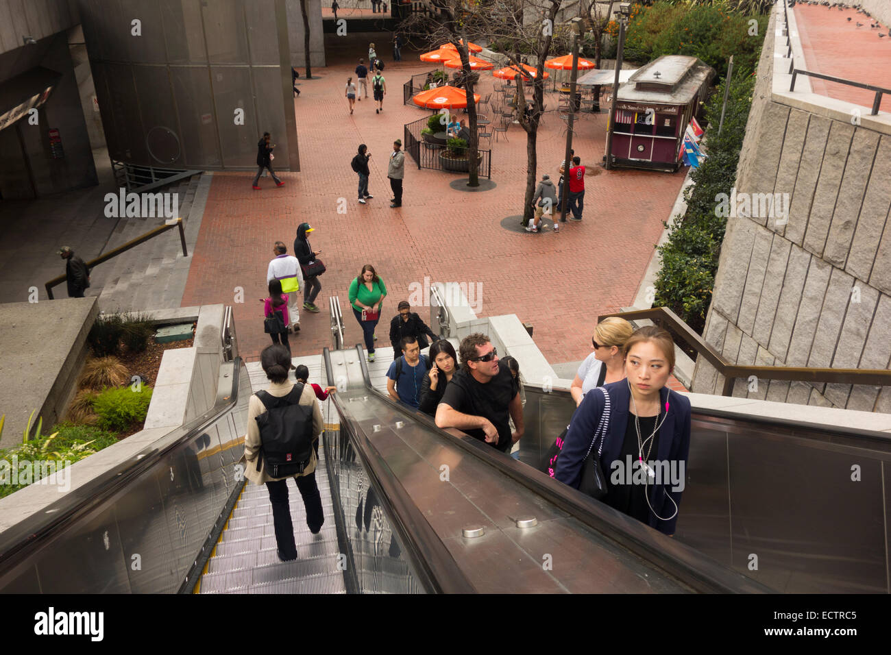 escalator at Hallidie plaza powell street station San Francisco CA ...