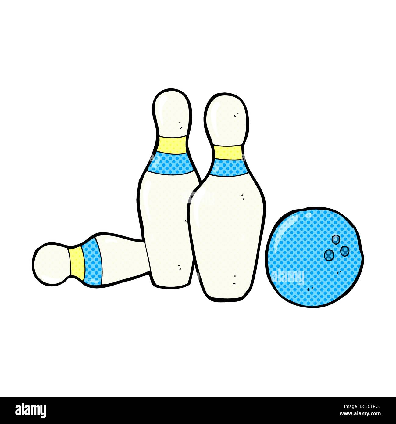 retro comic book style cartoon bowling ball and skittles Stock Vector ...