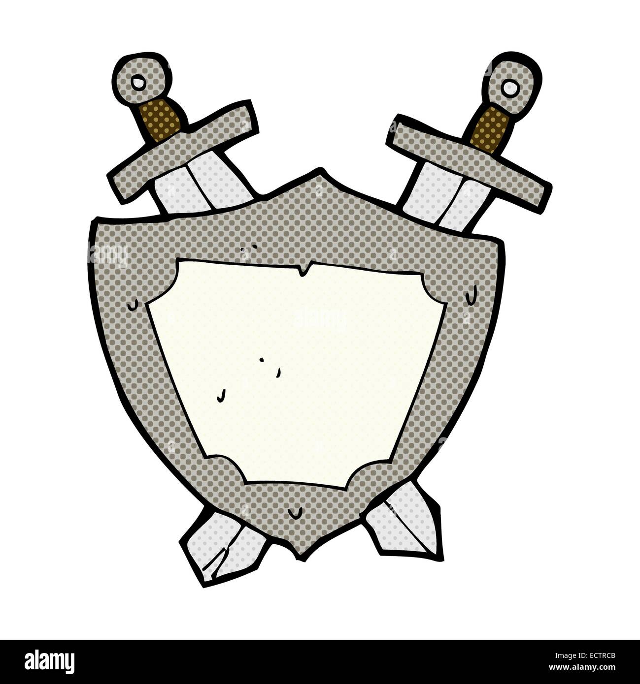 retro comic book style cartoon shield and swords Stock Vector Image ...