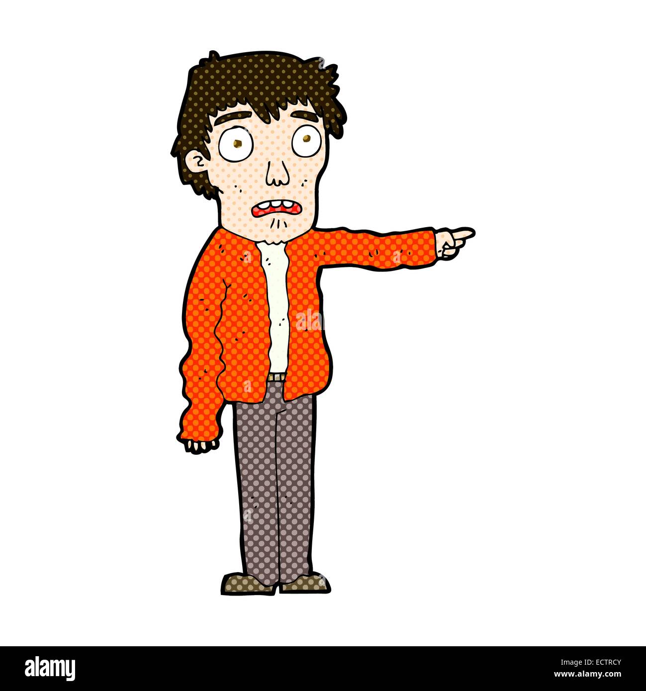 retro comic book style cartoon terrified man pointing Stock Vector ...