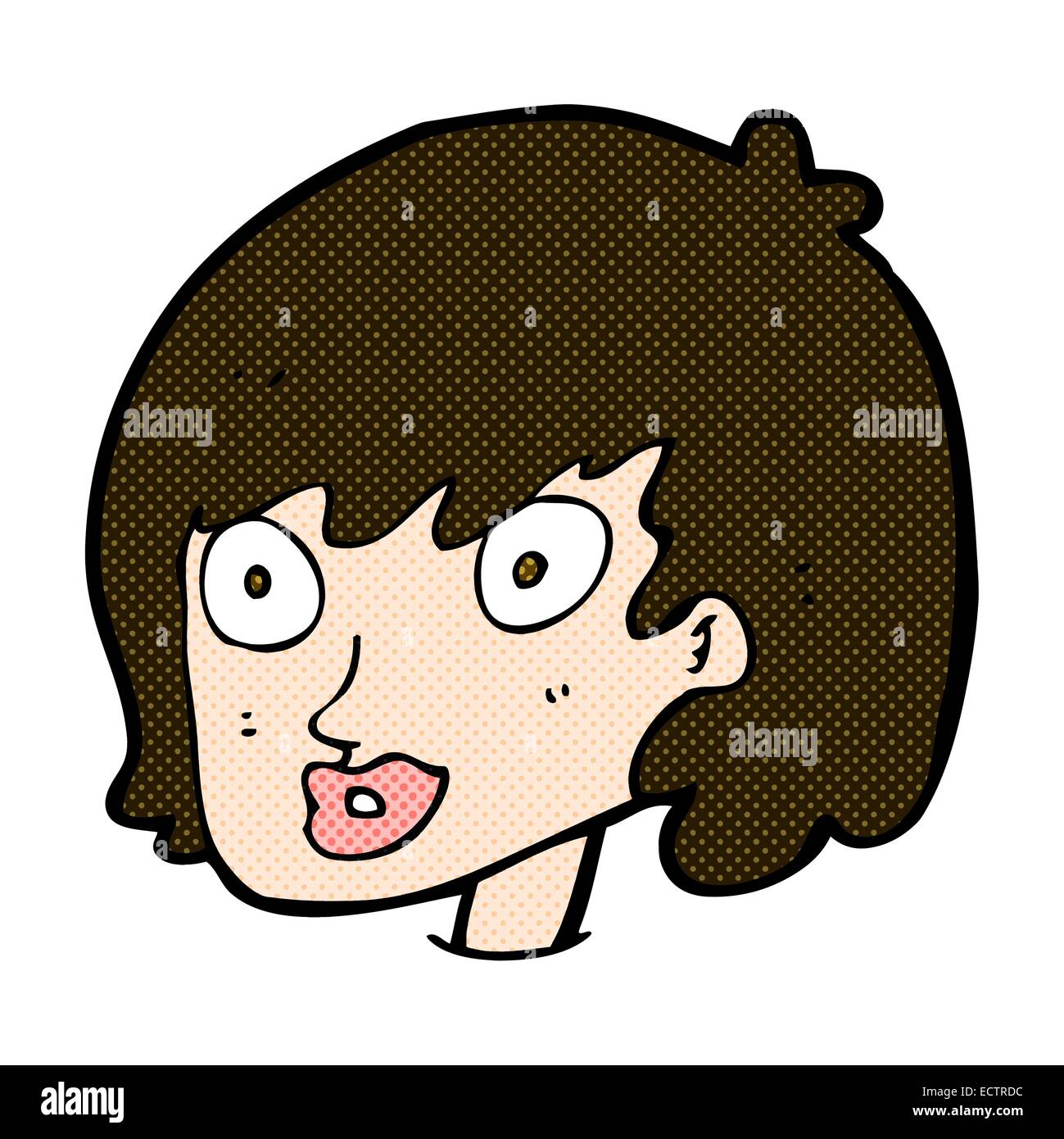 retro comic book style cartoon happy female face Stock Vector Image ...