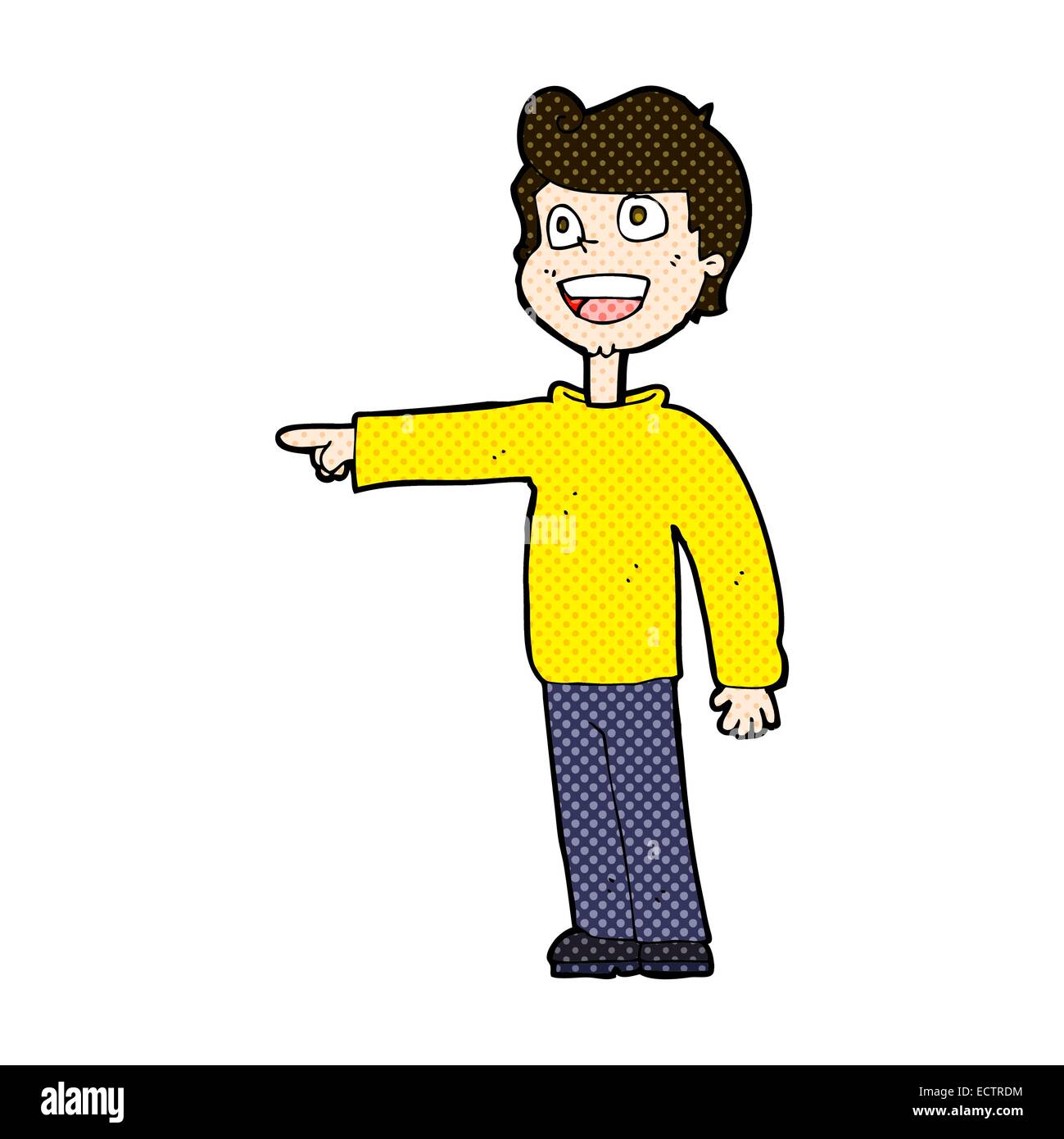 retro comic book style cartoon man pointing and laughing Stock Vector ...