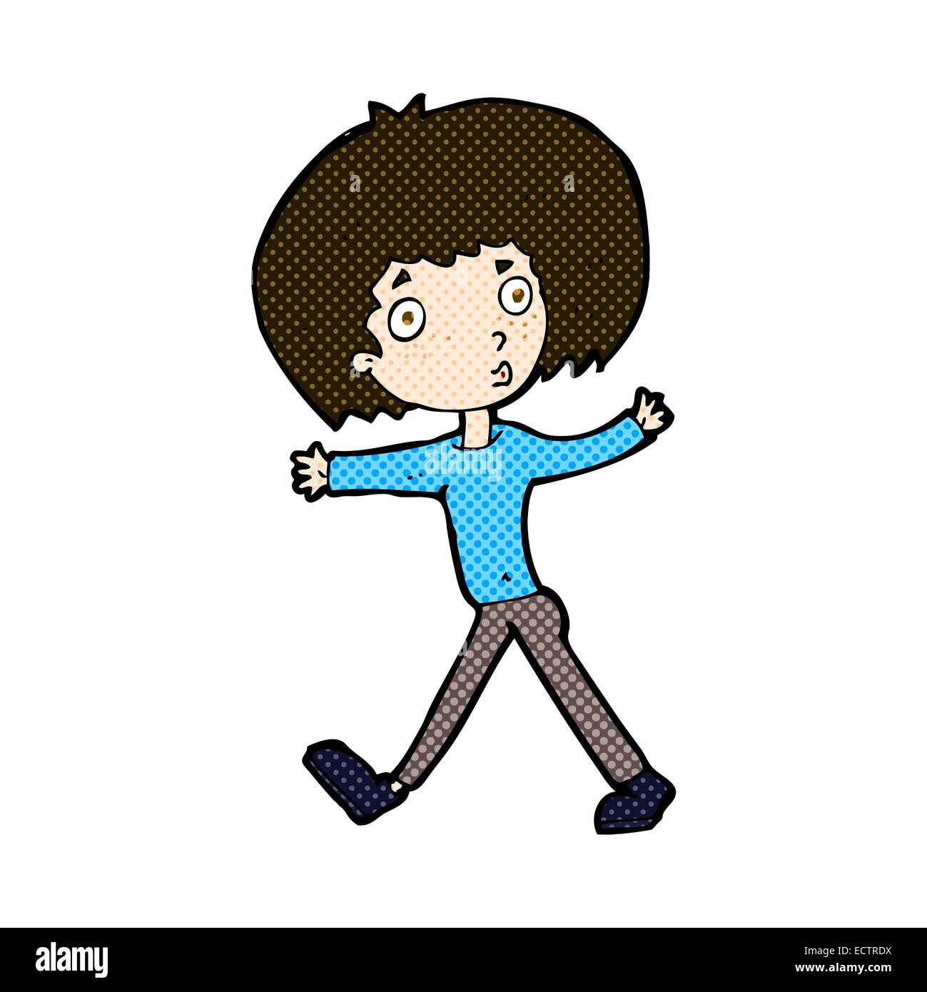 retro comic book style cartoon surprised man walking Stock Vector Image ...