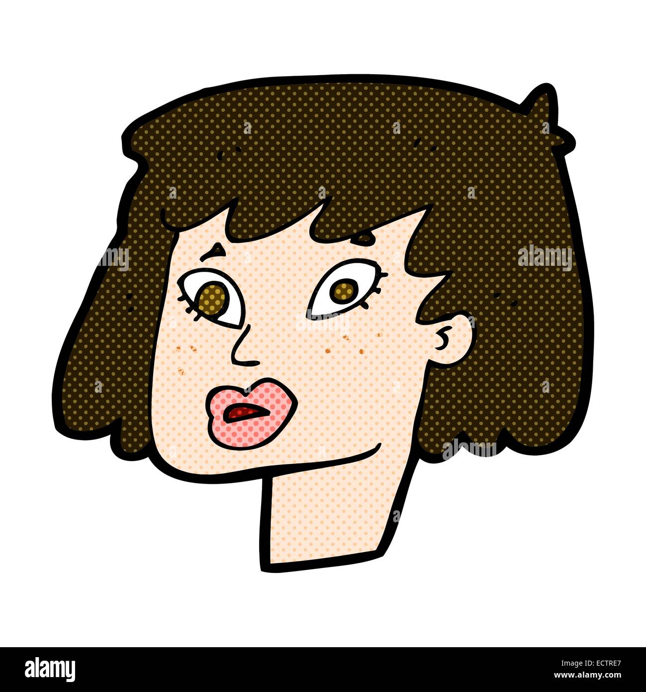 retro comic book style cartoon pretty female face Stock Vector Image ...