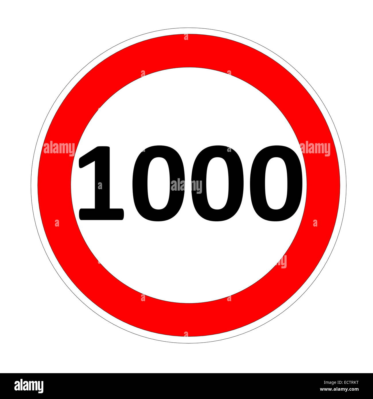 1000 speed limitation road sign in white background Stock Photo - Alamy