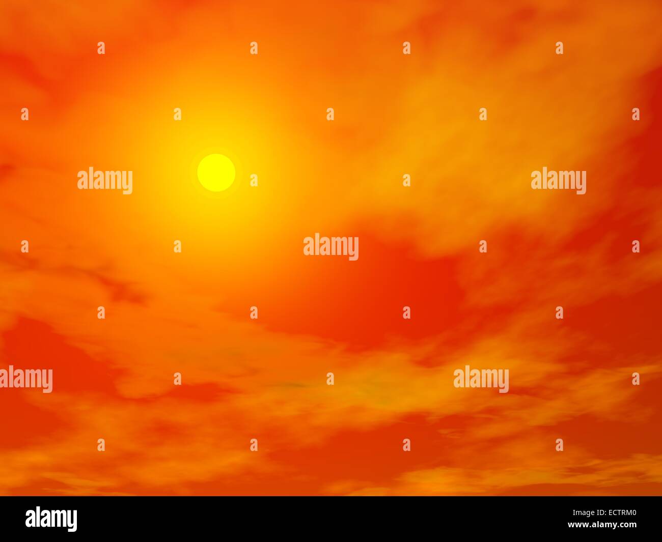 Sun in cloudy red sky for sunset Stock Photo - Alamy