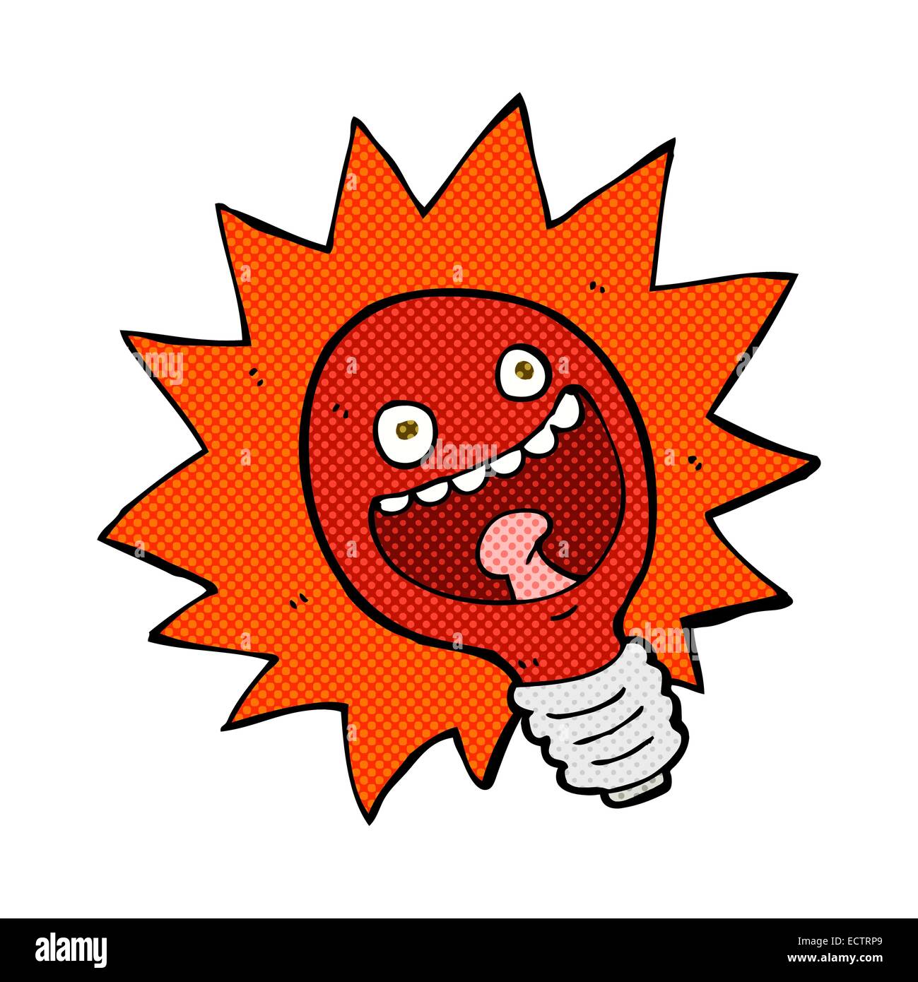 retro comic book style cartoon red lightbulb Stock Vector Image & Art ...
