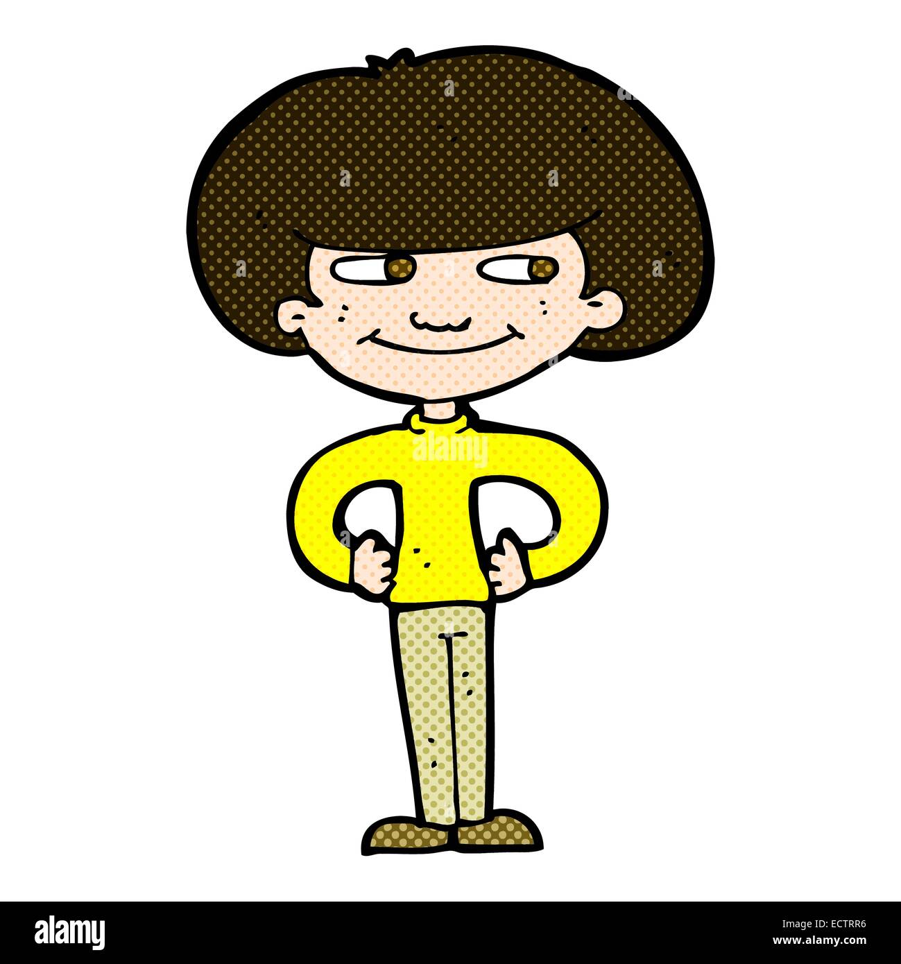 retro comic book style cartoon boy with hands on hips Stock Vector ...