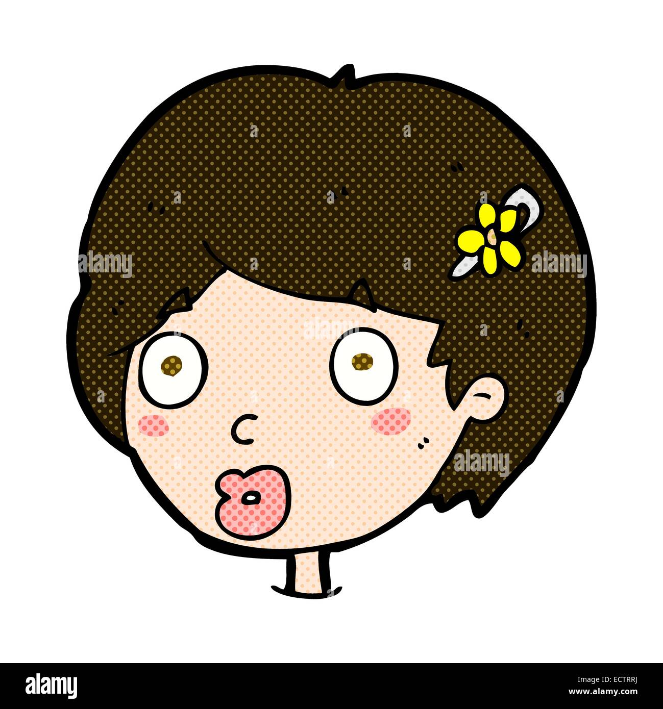 retro comic book style cartoon surprised female face Stock Vector Image ...