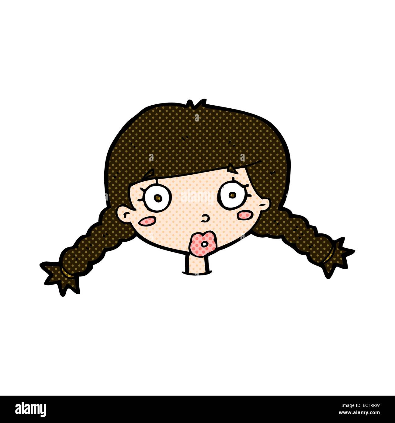 retro comic book style cartoon confused female face Stock Vector Image ...