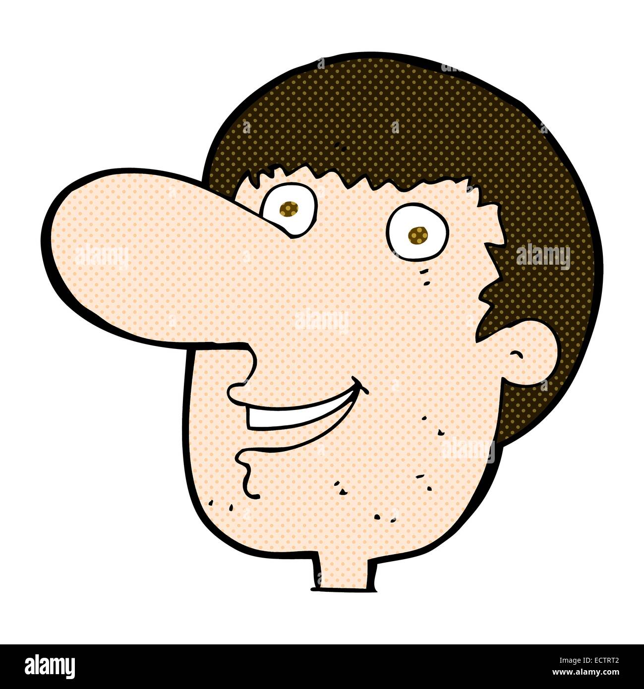 retro comic book style cartoon happy male face Stock Vector Image & Art ...