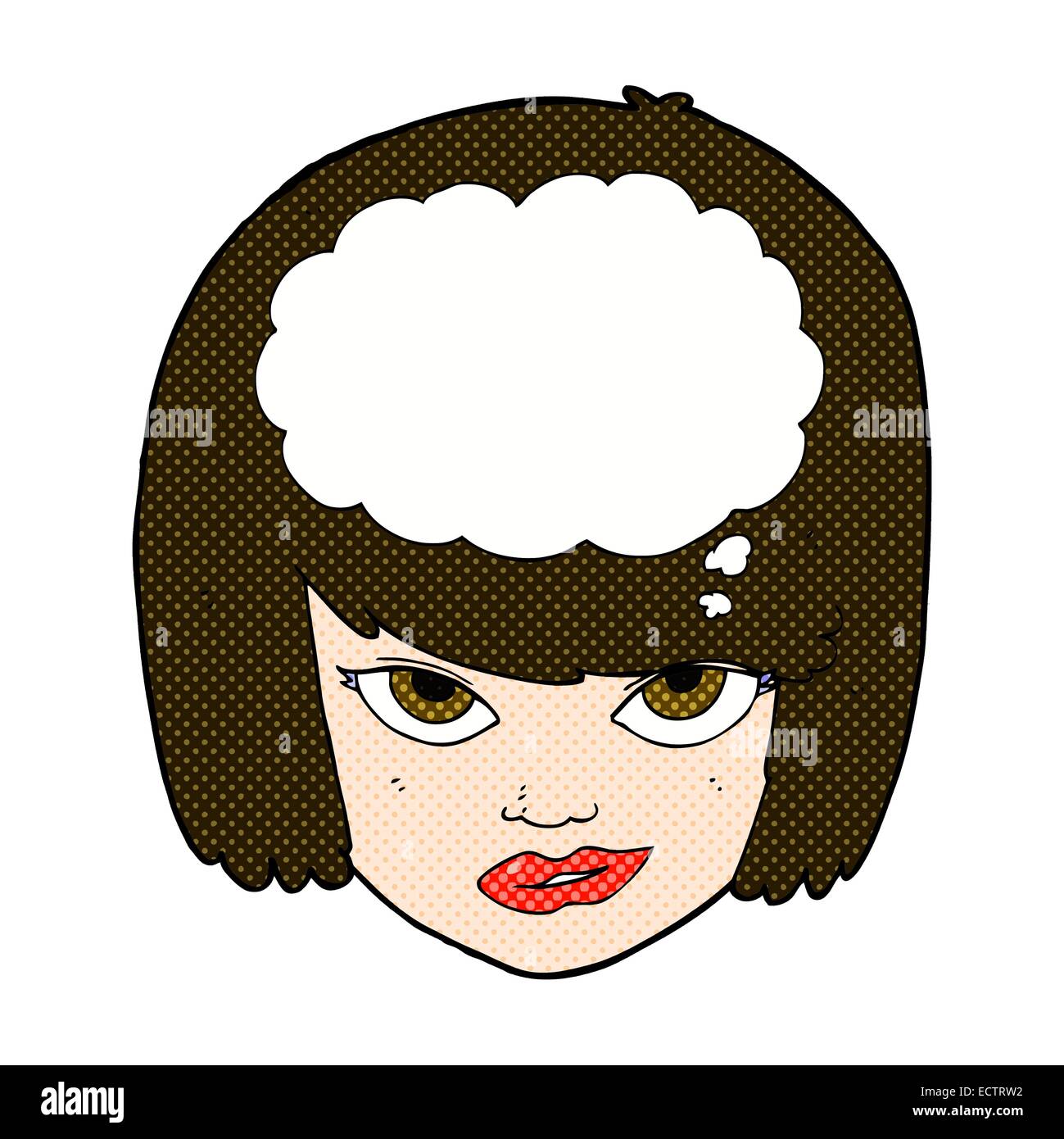 retro comic book style cartoon woman thinking Stock Vector Image & Art ...