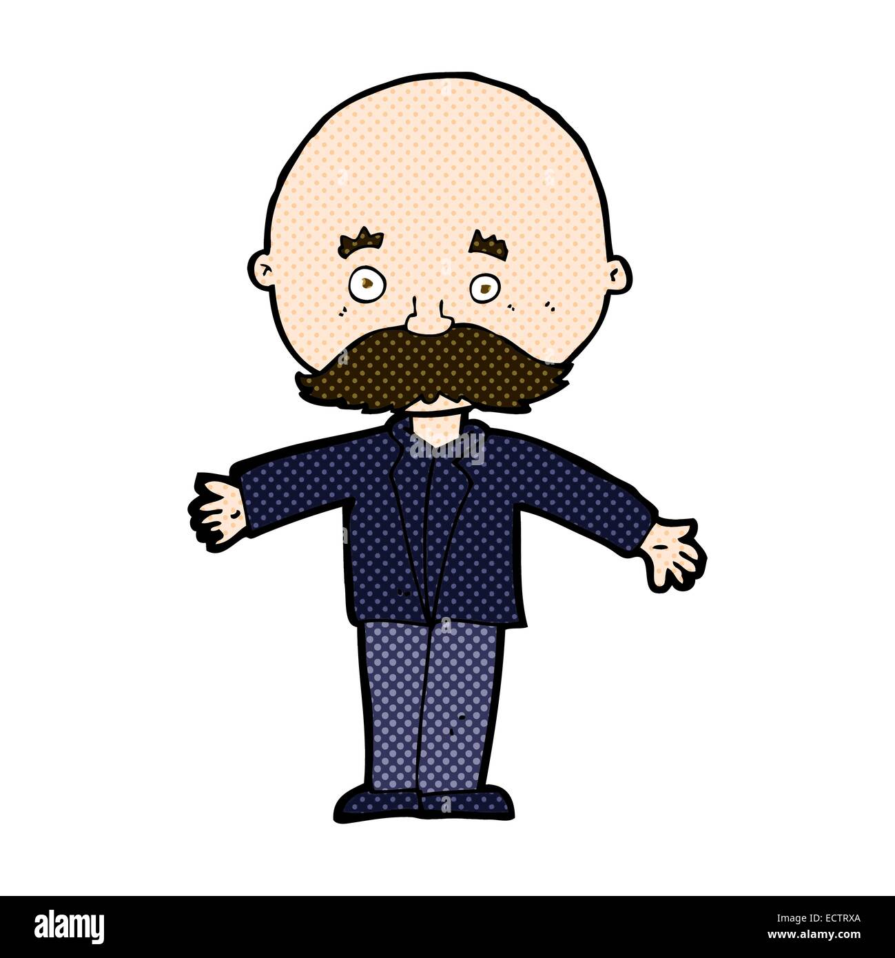 retro comic book style cartoon bald man with open arms Stock Vector ...
