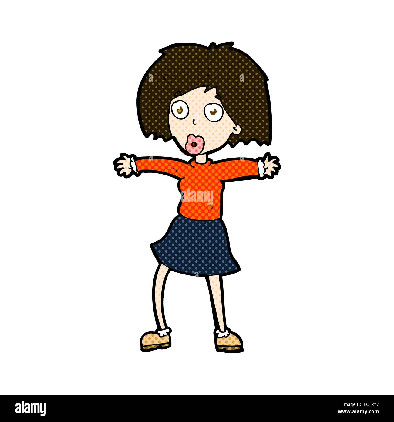 retro comic book style cartoon surprised woman Stock Vector Image & Art ...
