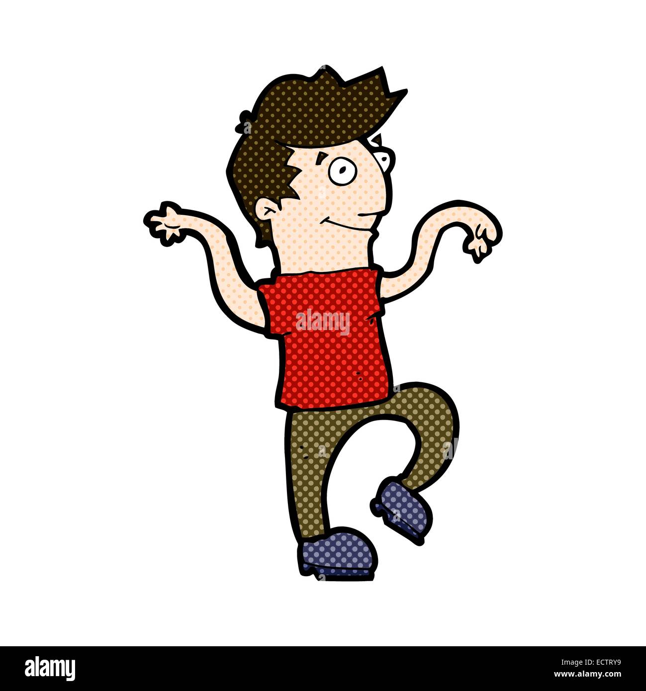 retro comic book style cartoon happy man doing funny dance Stock Vector ...