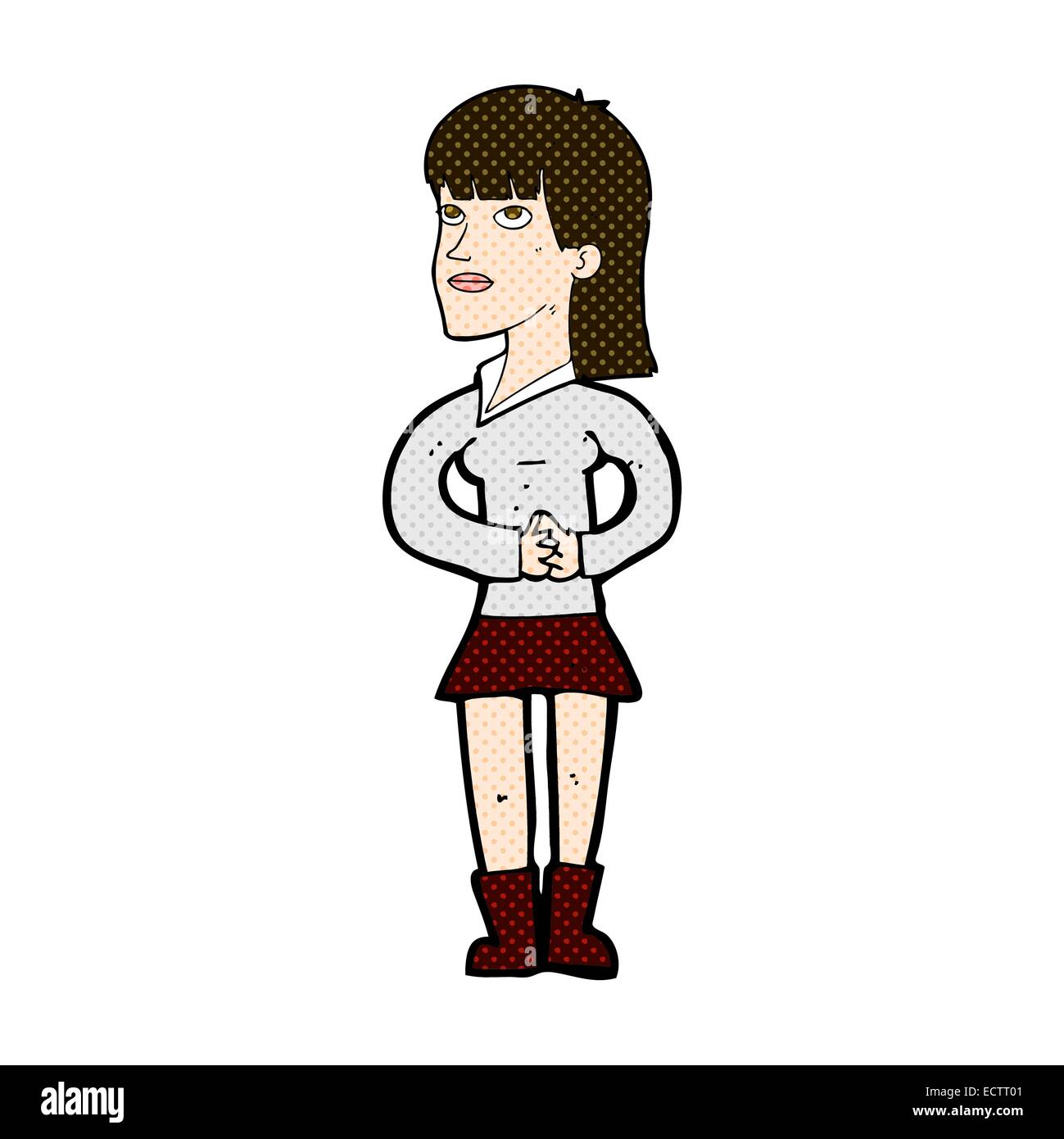 retro comic book style cartoon woman waiting Stock Vector Image & Art ...