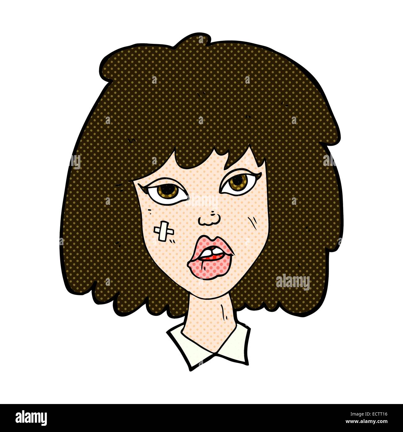 retro comic book style cartoon woman with bruised face Stock Vector ...