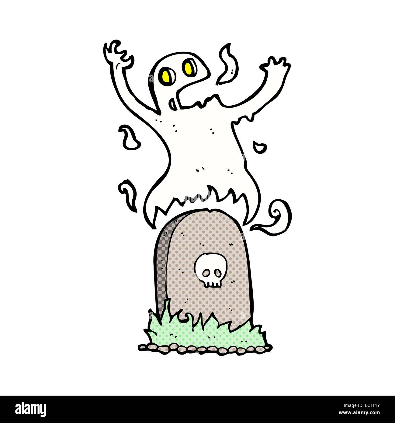 retro comic book style cartoon ghost rising from grave Stock Vector ...