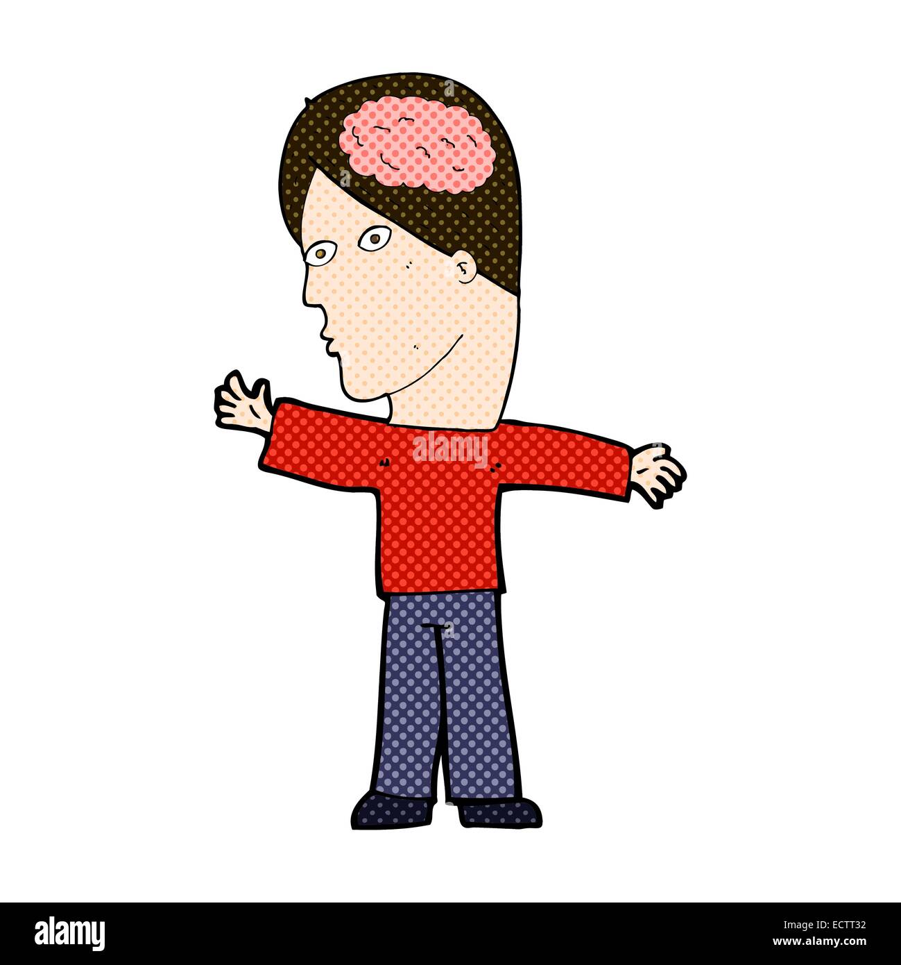 retro comic book style cartoon man with brain Stock Vector Image & Art ...
