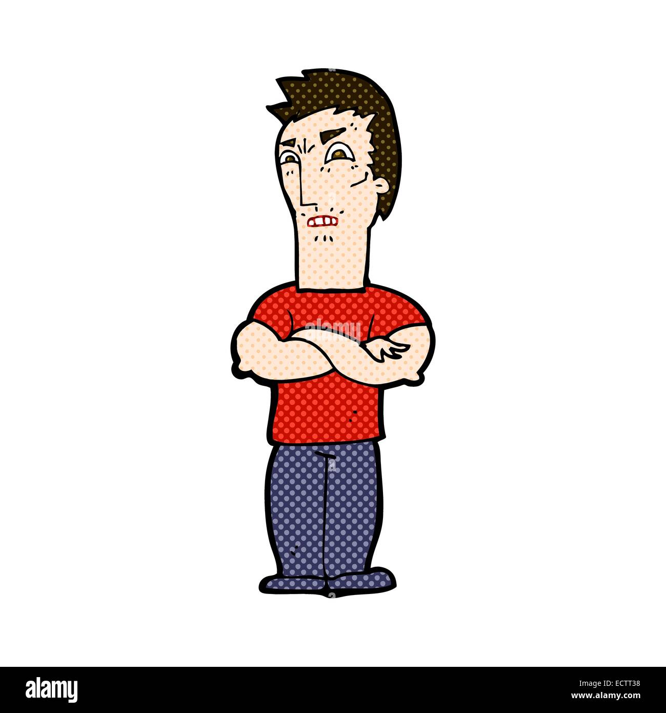 retro comic book style cartoon annoyed man with folded arms Stock ...