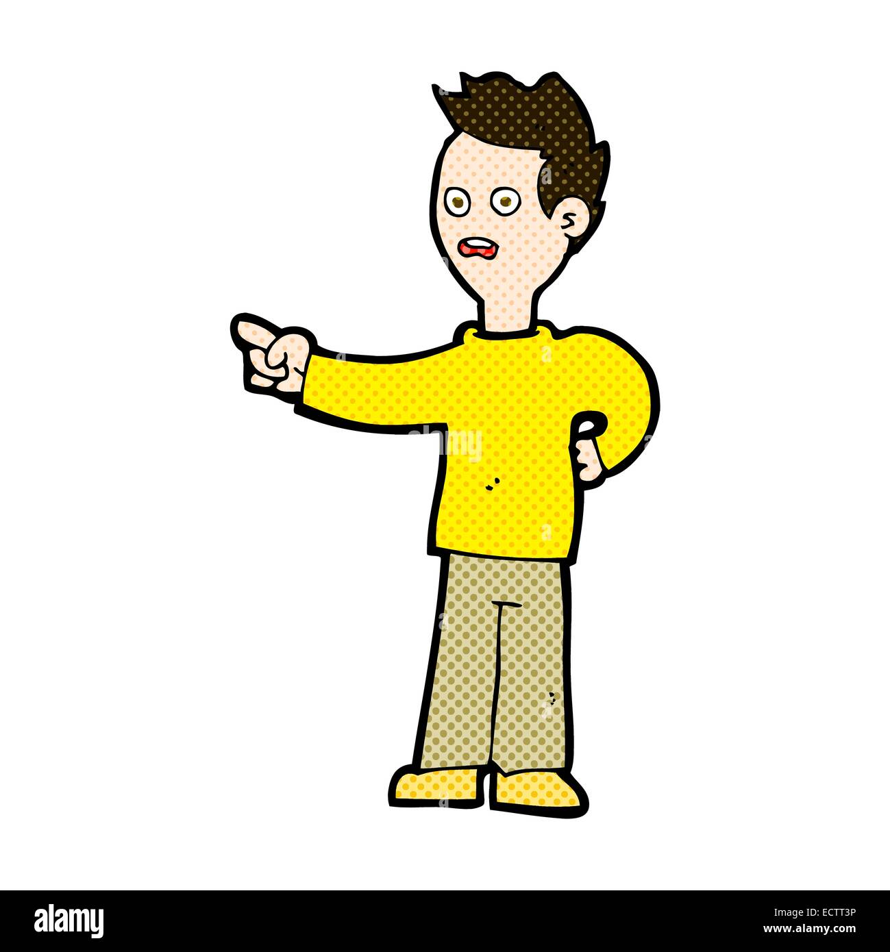 retro comic book style cartoon shocked boy pointing Stock Vector Image ...