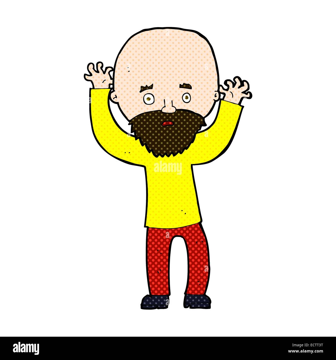 retro comic book style cartoon bearded man panicking Stock Vector Image ...