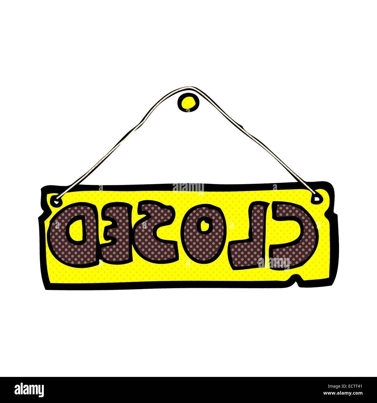 retro comic book style cartoon closed shop sign Stock Vector Image ...