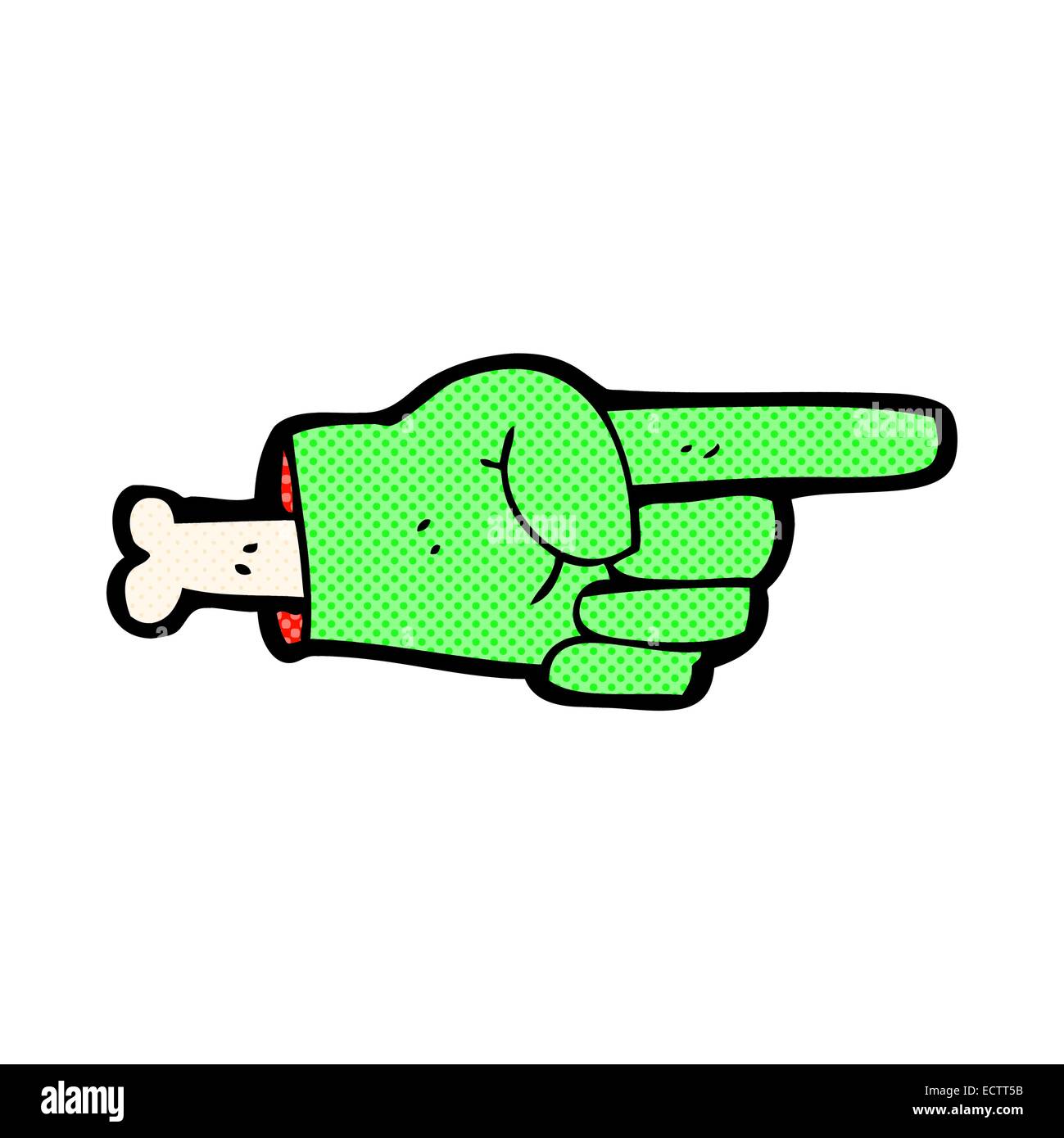 retro comic book style cartoon pointing zombie hand symbol Stock Vector ...