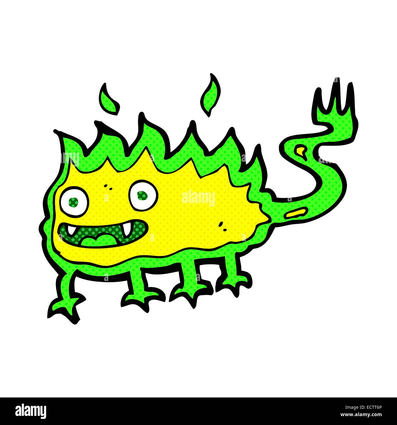retro comic book style cartoon little fire demon Stock Vector Image ...