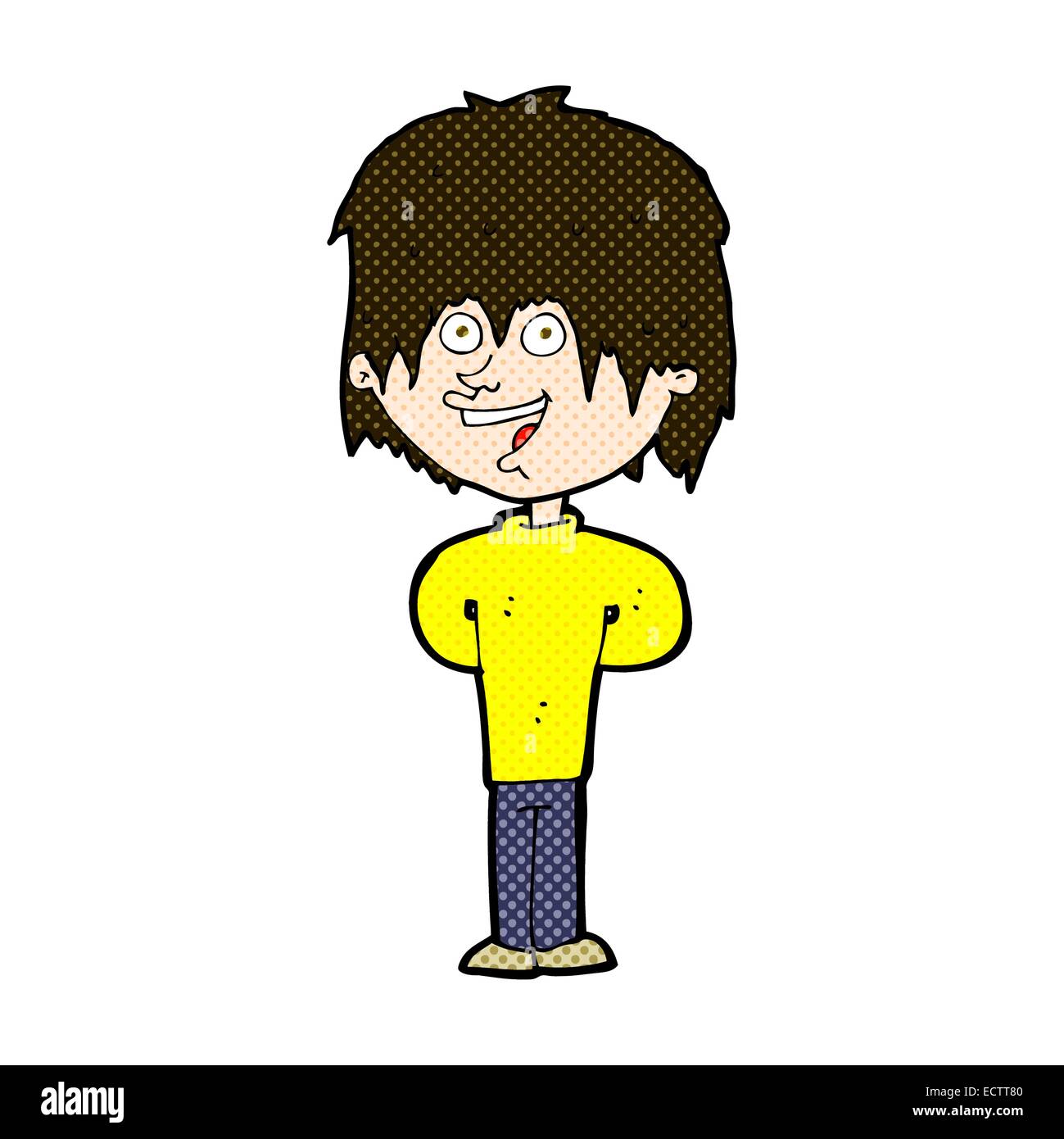 retro comic book style cartoon happy scruffy boy Stock Vector Image ...