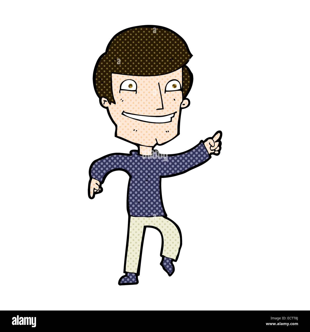 retro comic book style cartoon happy man pointing Stock Vector Image ...