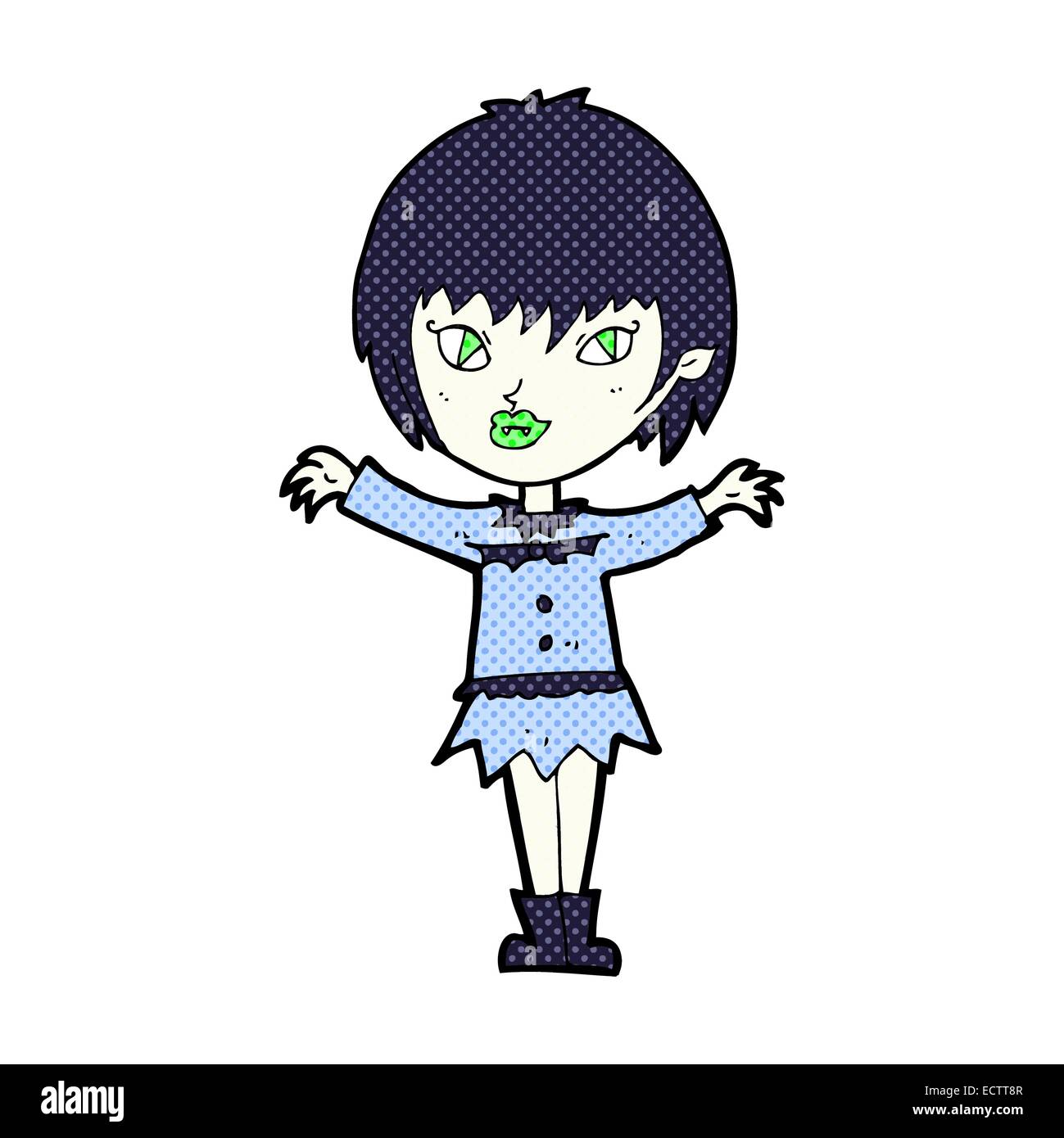 retro comic book style cartoon vampire girl Stock Vector Image & Art ...