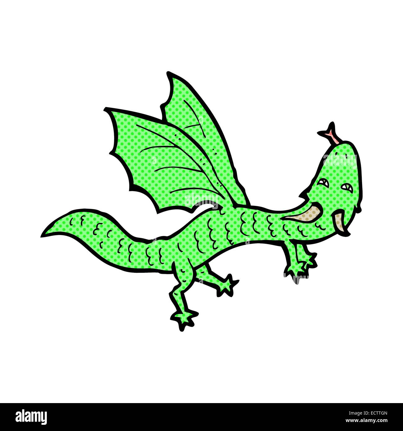 retro comic book style cartoon little dragon Stock Vector Image & Art ...
