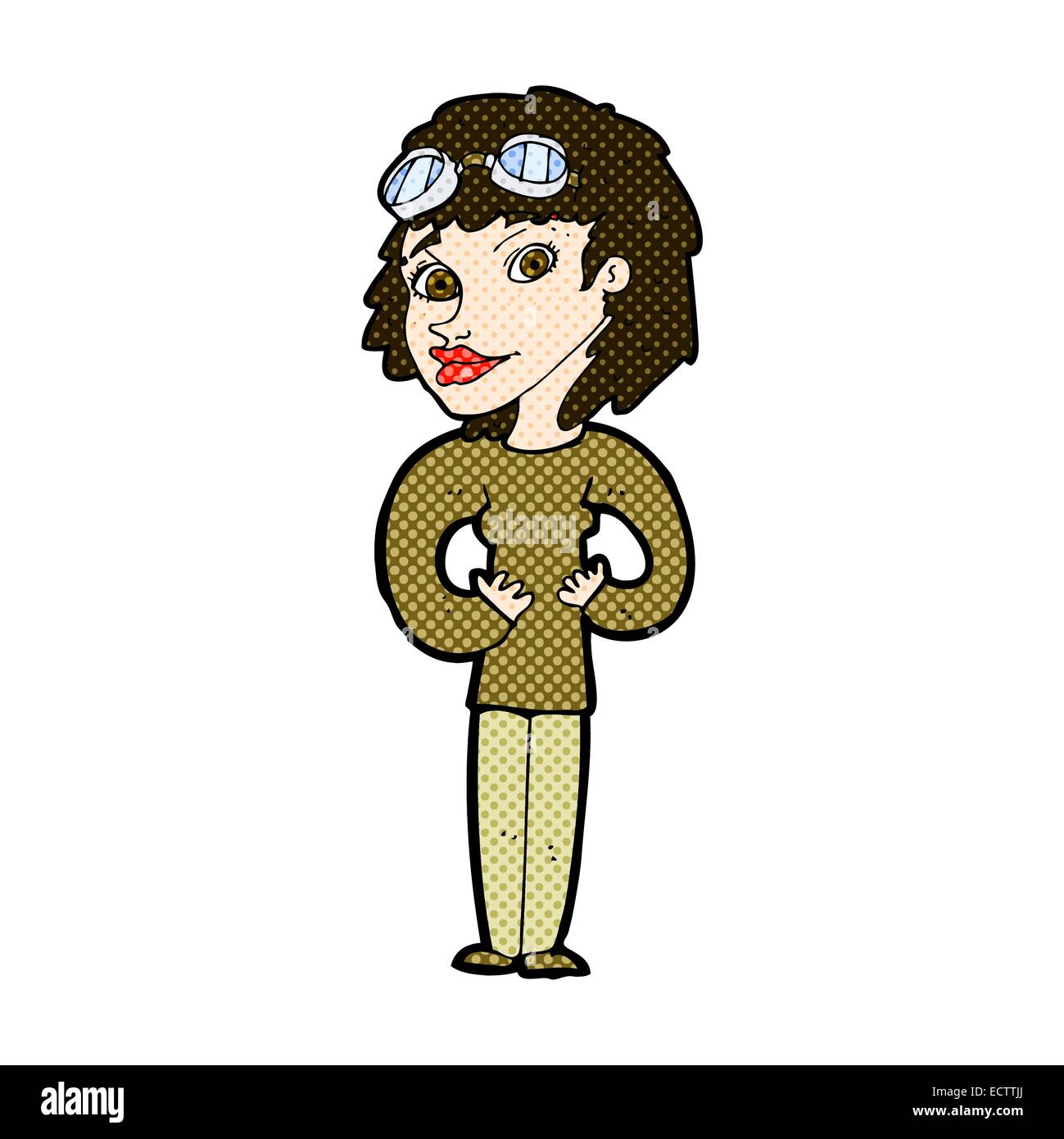 retro comic book style cartoon aviator woman Stock Vector Image & Art ...