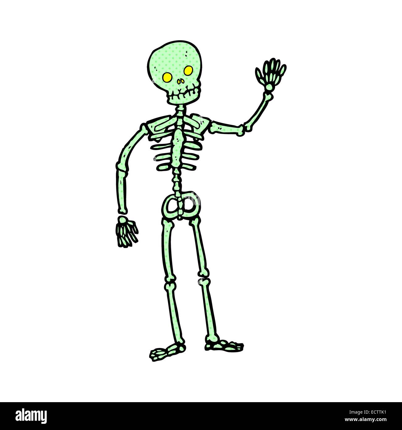 retro comic book style cartoon waving skeleton Stock Vector Image & Art ...