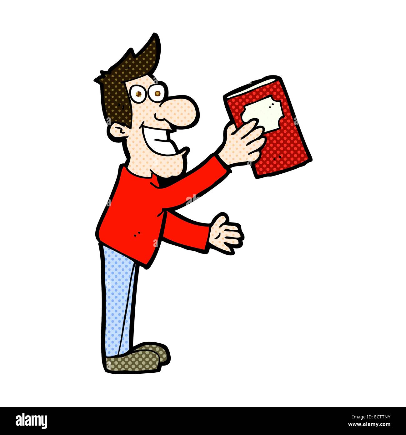 retro comic book style cartoon man with book Stock Vector Image & Art ...