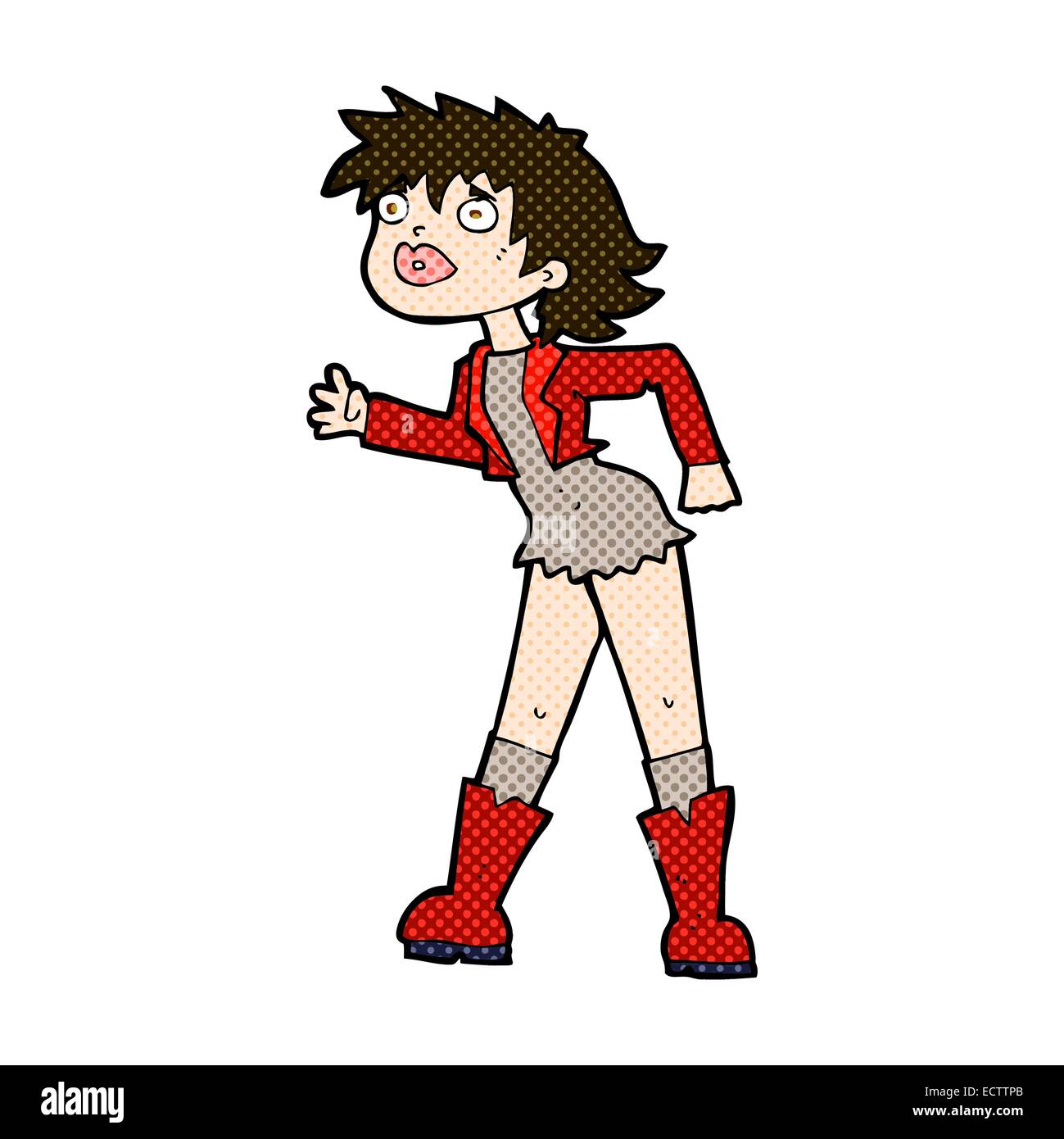 retro comic book style cartoon girl in leather jacket Stock Vector ...