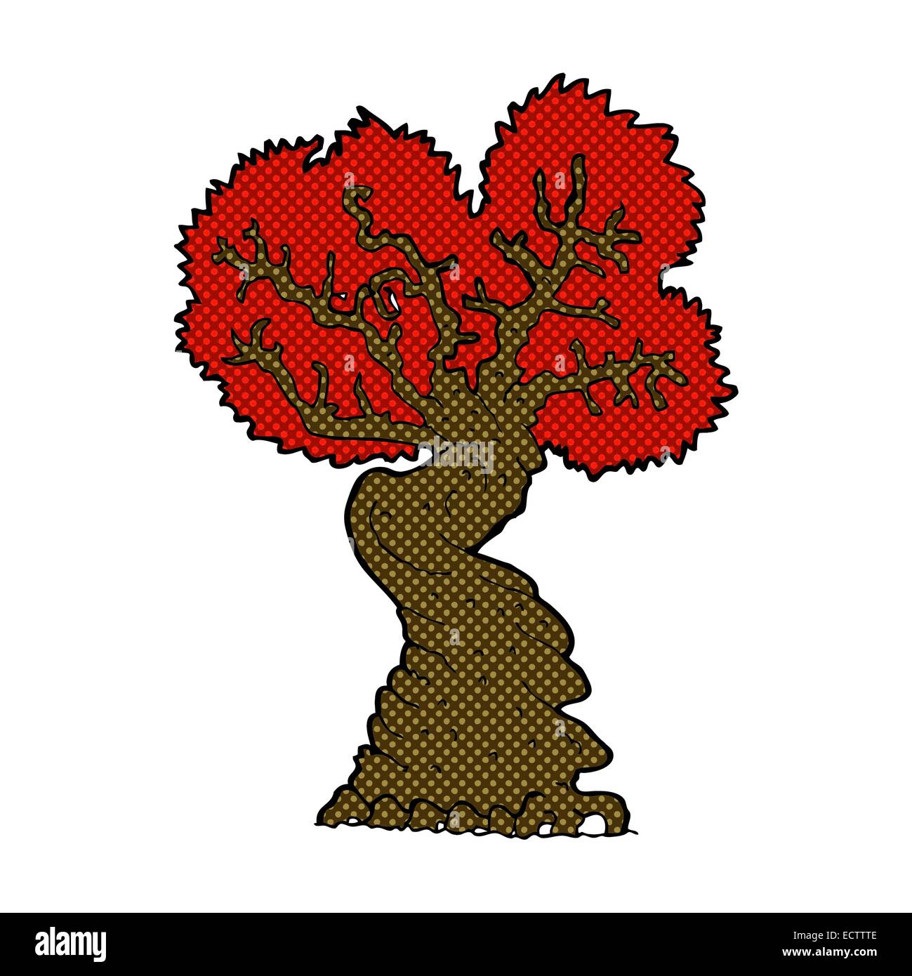retro comic book style cartoon big red old tree Stock Vector Image ...