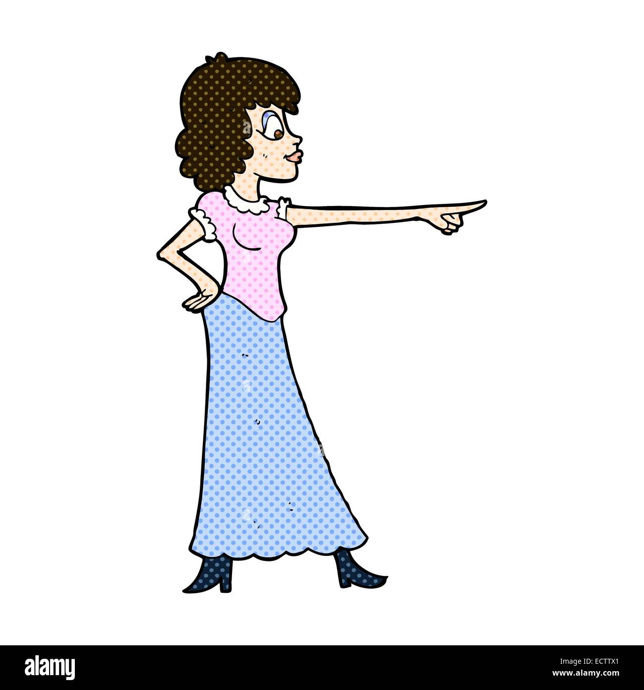 retro comic book style cartoon woman pointing finger Stock Vector Image ...