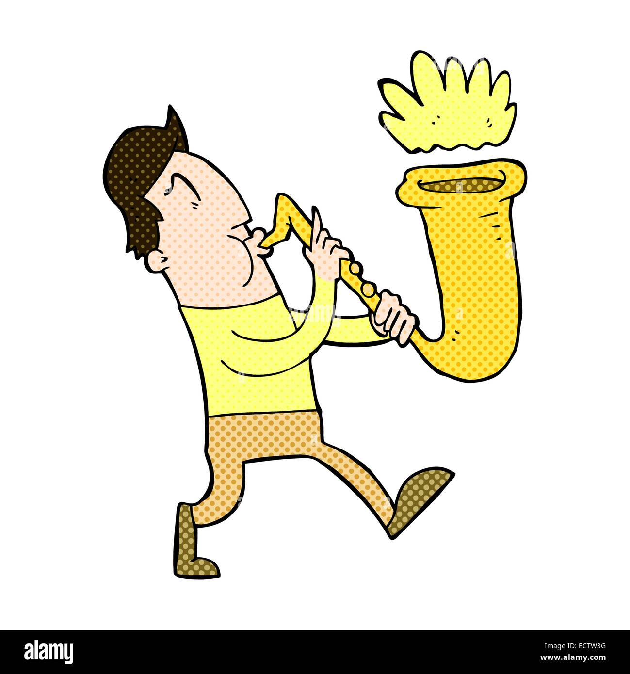 retro comic book style cartoon man blowing saxophone Stock Vector Image ...